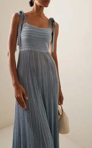 Zimmermann Waverly Pleated Metallic Knit Maxi Dress