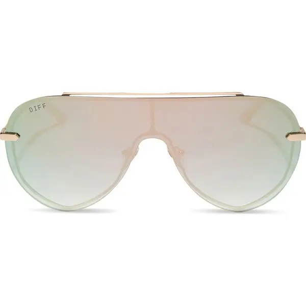 DIFF Imani Gradient Shield Sunglasses - Gold / Cool Matcha Mirror