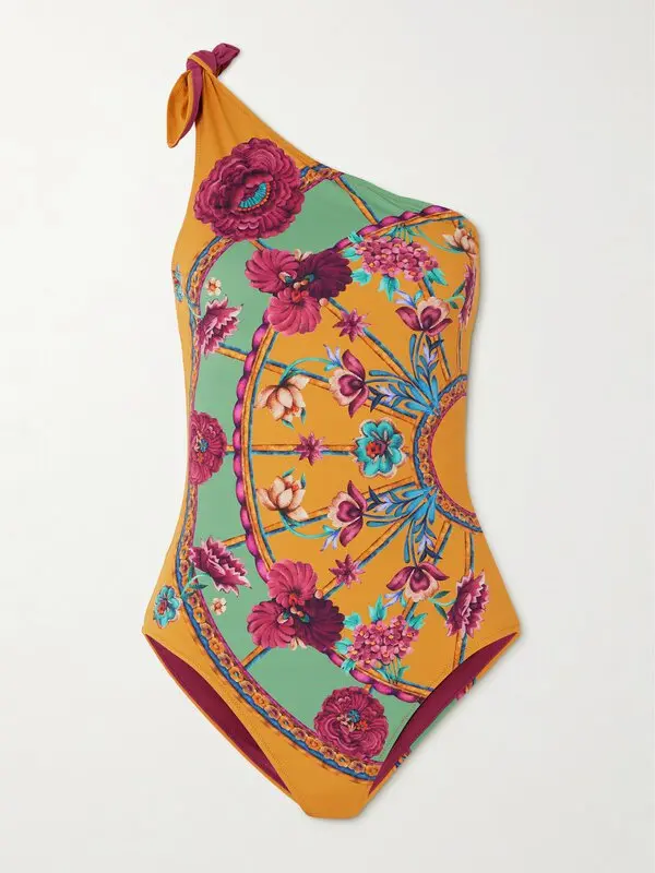 La DoubleJ Goddess One-shoulder Printed Swimsuit