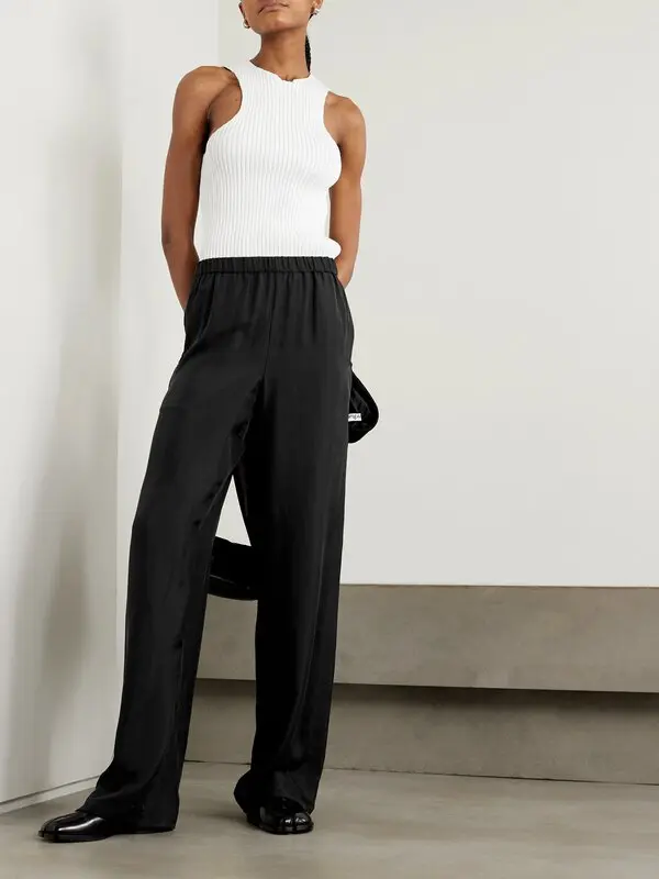 Ann Demeulemeester Dela Wide-Leg Silk-Jersey Pants In Black - 70