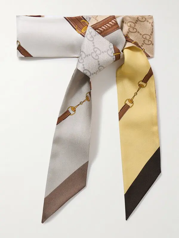 Gucci Printed Silk-jacquard Scarf - Neutrals