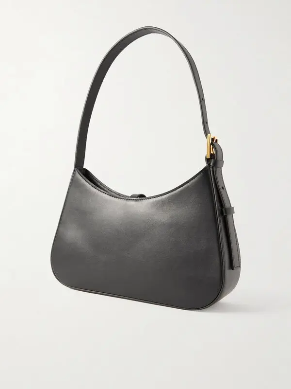 DEMELLIER Tokyo Leather-trimmed Raffia Shoulder Bag