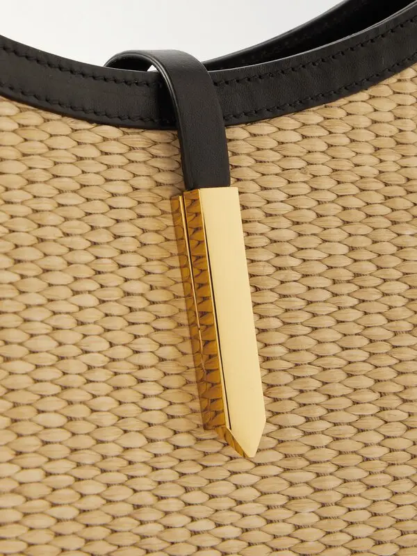 DEMELLIER Tokyo Leather-trimmed Raffia Shoulder Bag