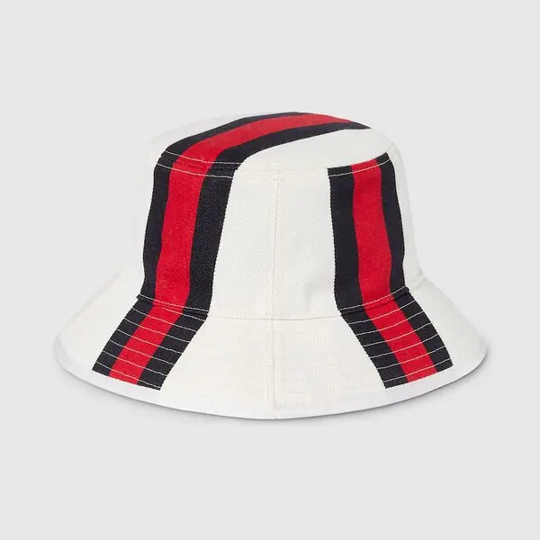 希少　GUCCI バケットハット　プリント　ビーチ　総柄　ホワイト　レッド　帽子 GUCCI（グッチ）ハット 白 サイズ:59cm レディース/2200581706201