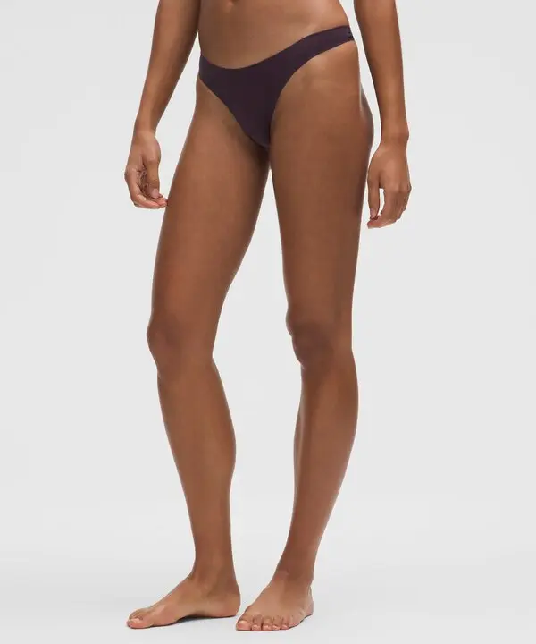 Lululemon Wundermost Ultra-soft Nulu Dipped-waist Thong Underwear - Black Plum