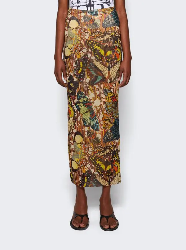 JEAN PAUL GAULTIER Papillon Printed Mesh Long Skirt