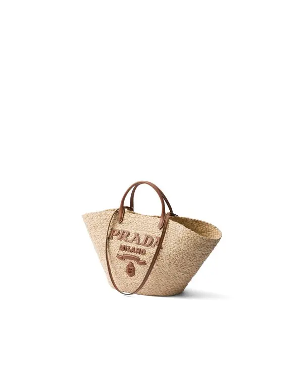 Prada Large Raffia And Leather Shopper - Neutral | Editorialist