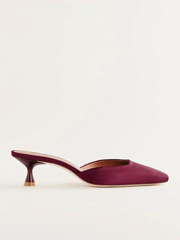 REFORMATION Daniela Kitten Mule - Dark Cherry Satin
