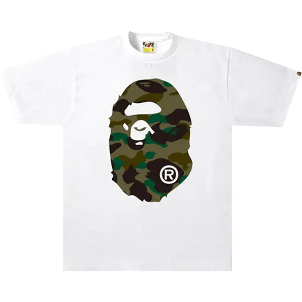 A BATHING APE 1st Camo Big Ape Head Tee /green - White