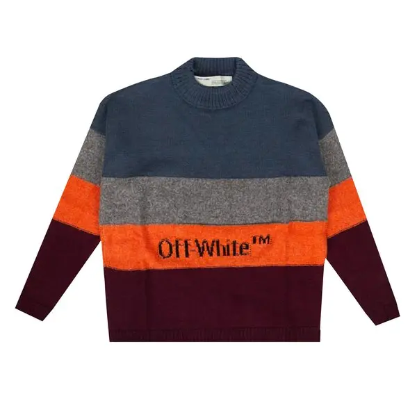 Off-White Striped Distressed Sweater - Multicolor