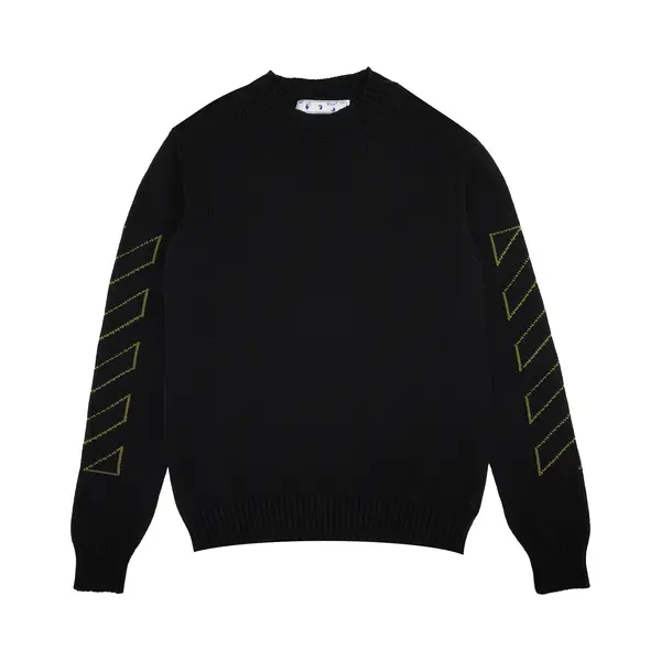 Off-White Arrow Diag Outline Knit Crewneck - Green
