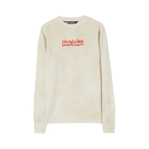Palm Angels Burning Logo Classic Tee Long-sleeve 'off - White