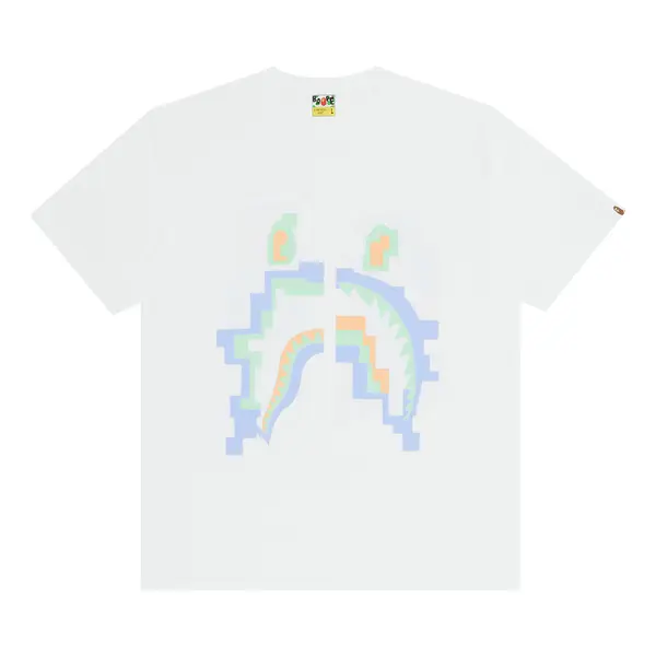 A BATHING APE Digital Shark Tee - White