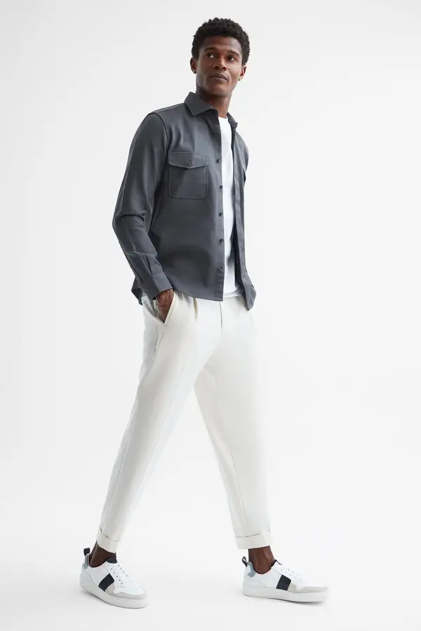 REISS Arlosteel Cotton Canvas Overshirt