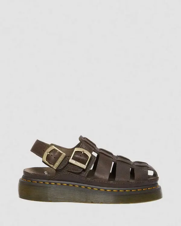 Dr. Martens Wrenlie Grizzly Leather Fisherman Sandals - Brown