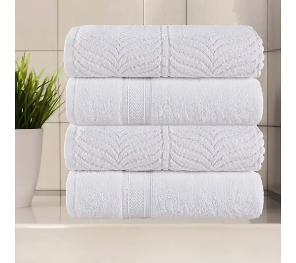 SUPERIOR Zero Twist Cotton Soft Absorbent Bath Wel Set Of 4 - One-color