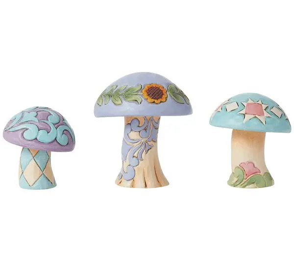 JIM SHORE Mushrooms Set Of 3 Figurines - One-color