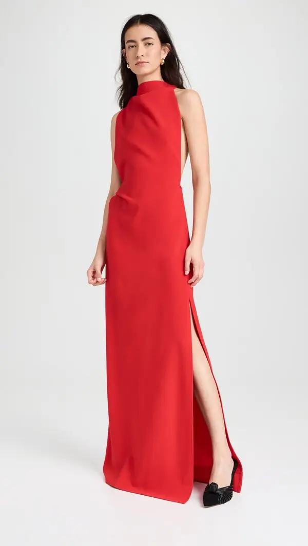 Proenza Schouler Faye Backless Dress In Matte Viscose Crepe In Red - 60% Off