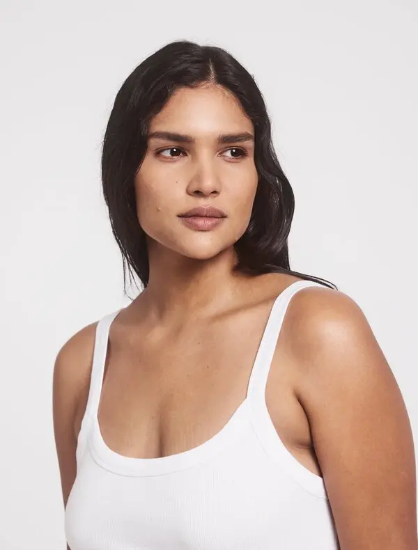 NINETY PERCENT Classic Rib Cami Top - White
