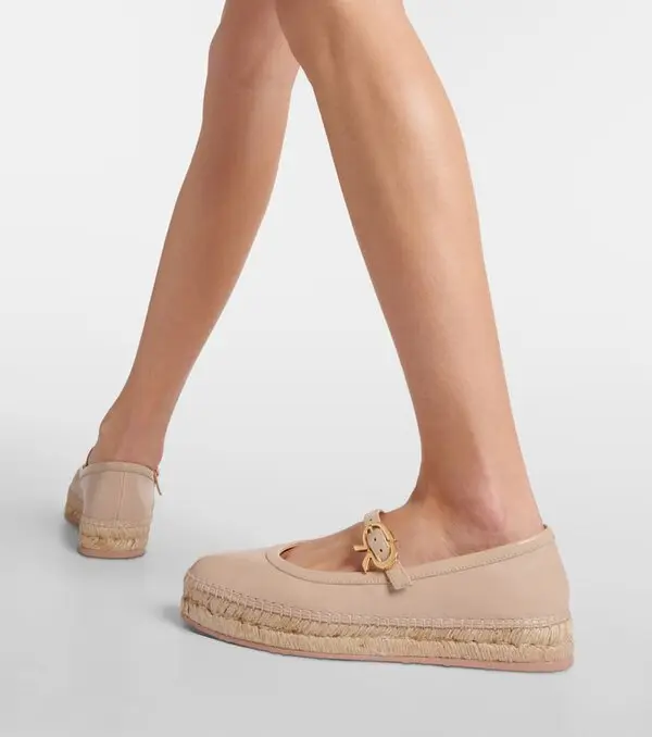 GIANVITO ROSSI Leather And Raffia Espadrilles - Beige