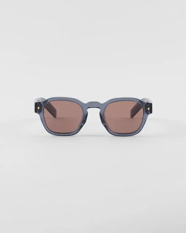 Prada Sunglasses With Iconic Metal Plaque - Bark Brown