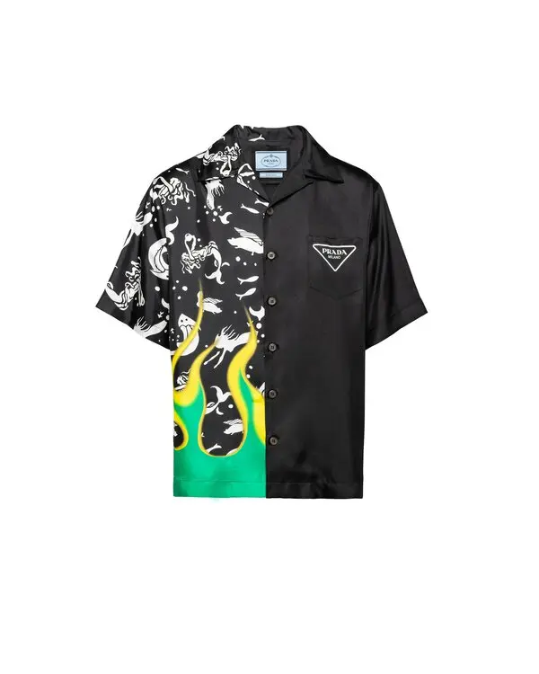 Prada Double Atch Silk Twill Shirt