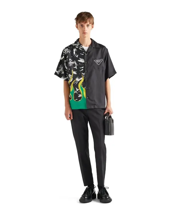 Prada Double Atch Silk Twill Shirt