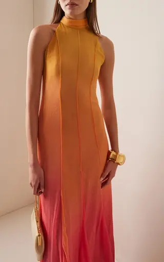 ombre silk dress Throwing Shade Satin Open-Back Maxi Dress, Ocean Blue / S evening galas Francesca Miranda Exclusive Ombr-Effect Silk