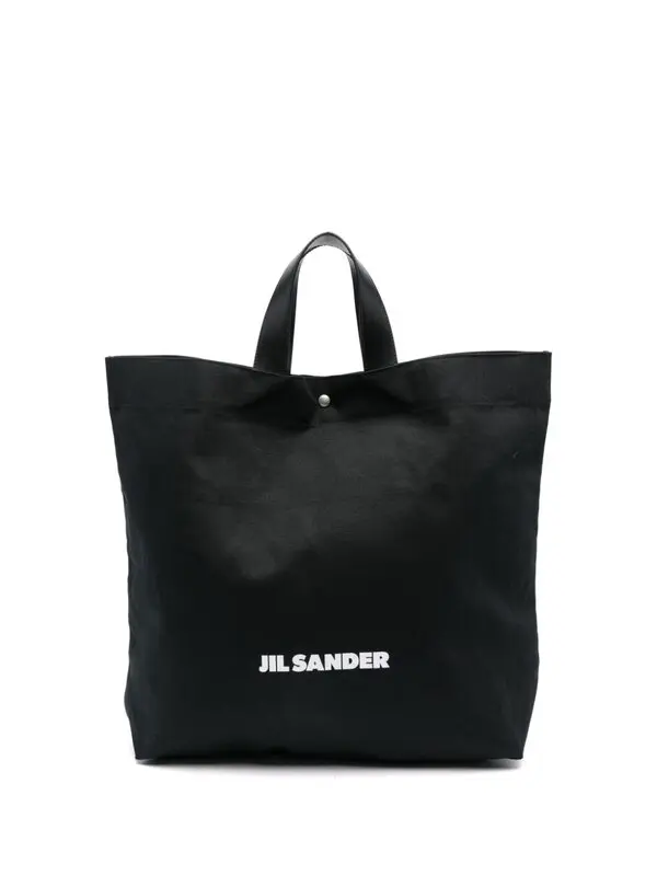 JIL SANDER Logo-print Canvas Tote Bag - Black