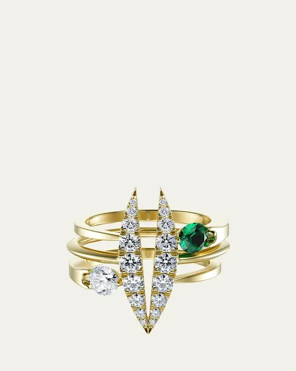 KAMAL Lotus Bloom Trio Stack Rings - Gold
