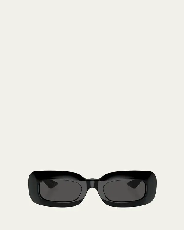 KHAITE X OLIVER PEOPLES Beveled Acetate Rectangle Sunglasses - Black