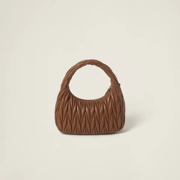 Miu Miu Wander Matelassã© Nappa Leather Hobo Bag Cognac