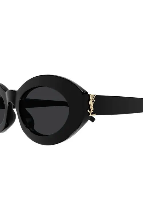 Saint Laurent 52mm Round Sunglasses - Black