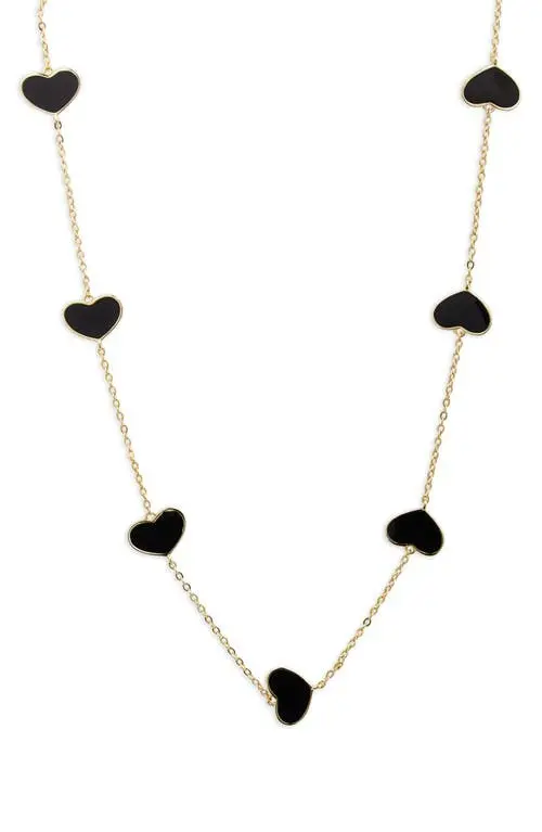 SHYMI Enamel Heart Station Chain Necklace - Gold/black