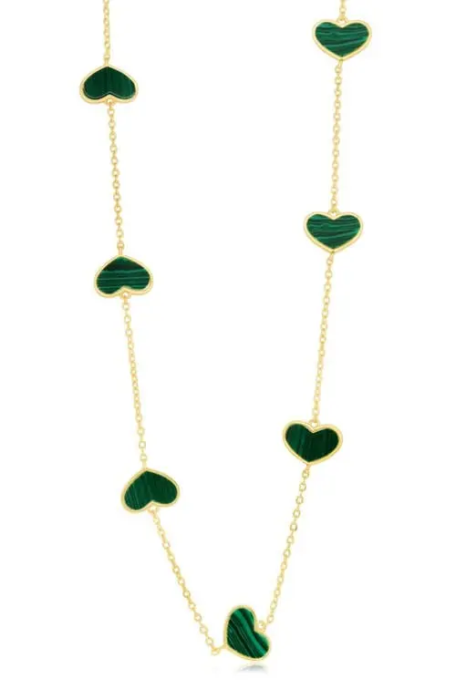 SHYMI Enamel Heart Station Chain Necklace - Green