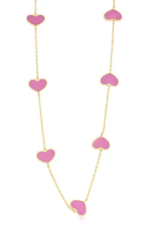 SHYMI Enamel Heart Station Chain Necklace - Pink