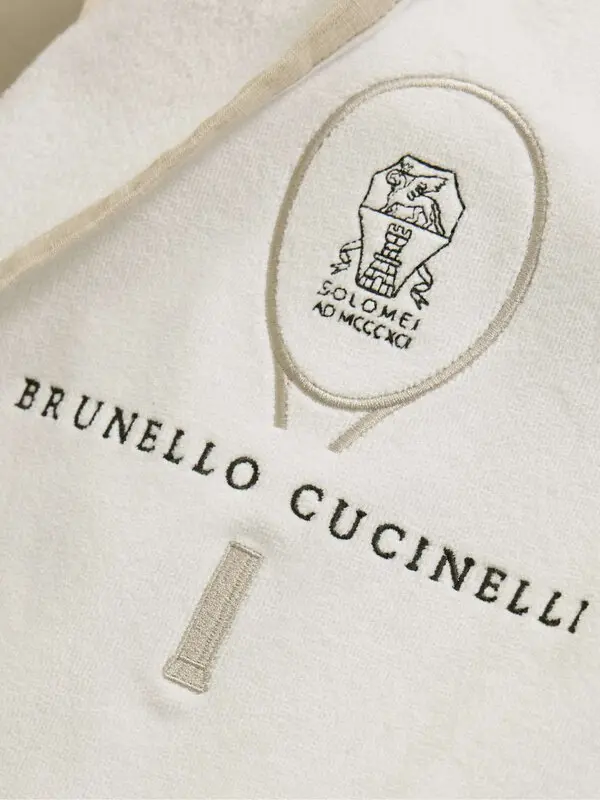 Brunello Cucinelli Linen-trimmed Embroidered Cotton-terry Towel