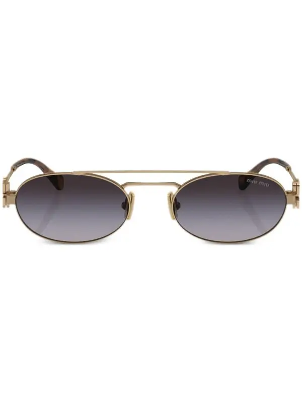 Miu Miu Oval-frame Sunglasses - Gold