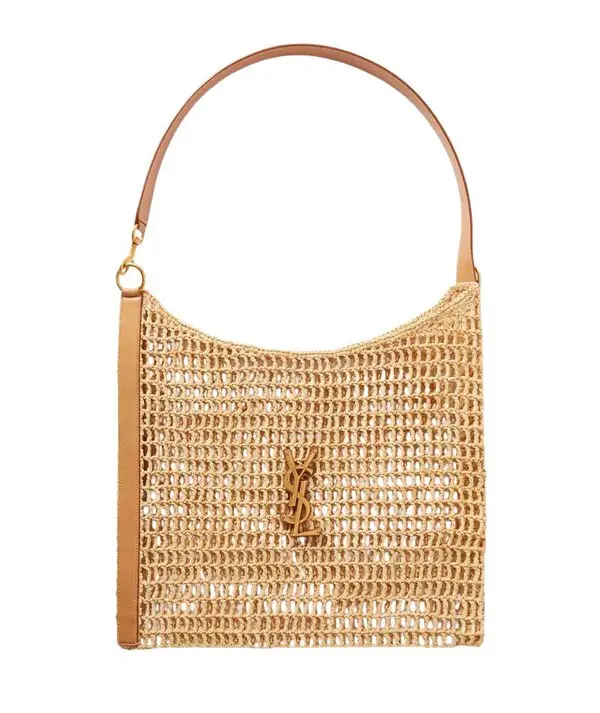 Saint Laurent Oxalis Raffia Shoulder Bag - Neutrals