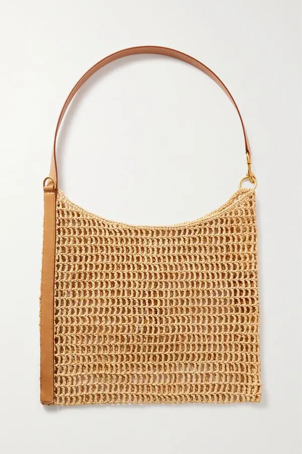 Saint Laurent Oxalis Raffia Shoulder Bag - Neutrals | Editorialist