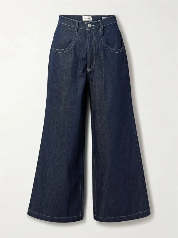 FRAME Net Sustain Skater High-rise Wide-leg Jeans - Blue