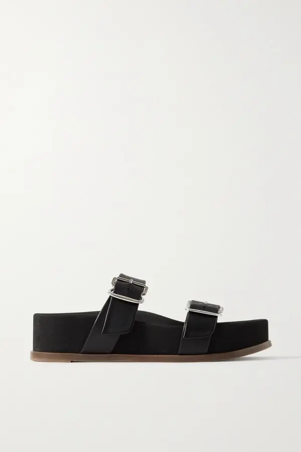 Gabriela Hearst Wren Leather Platform Slides - Black