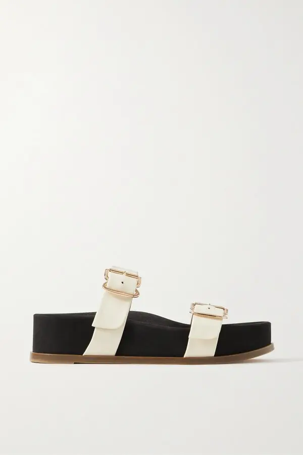 Gabriela Hearst Wren Leather Platform Slides - Ivory