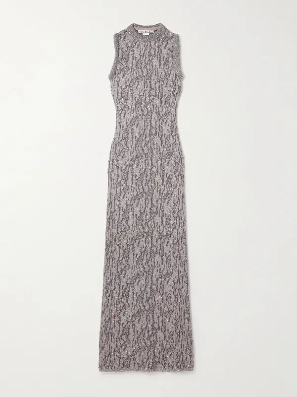 Acne Studios Sequin-embellished Jacquard-knit Maxi Dress