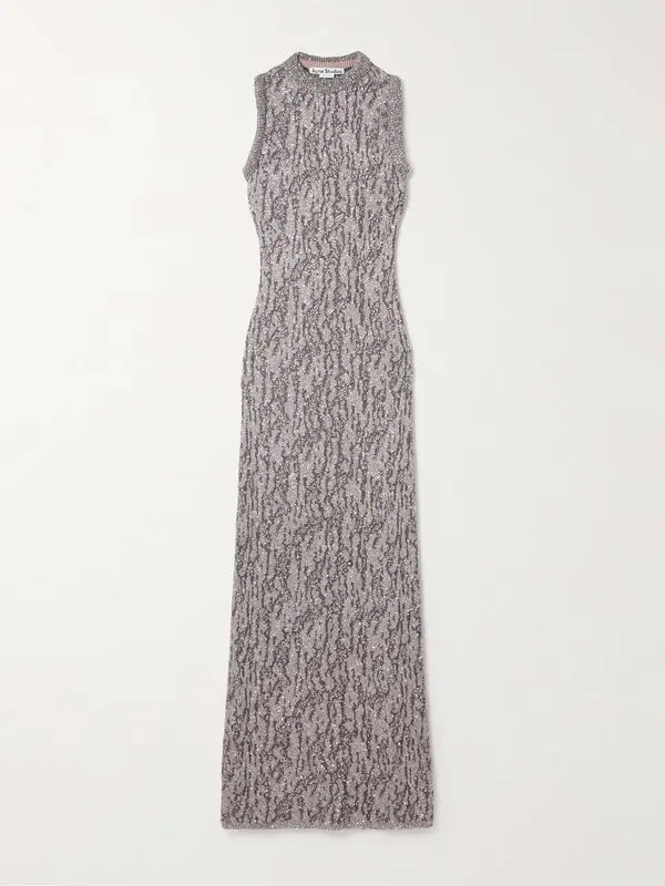 Acne Studios Sequin-embellished Jacquard-knit Maxi Dress