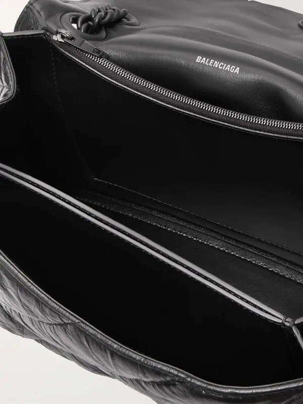 Balenciaga Crush Medium Quilted Crinkled-leather Shoulder Bag
