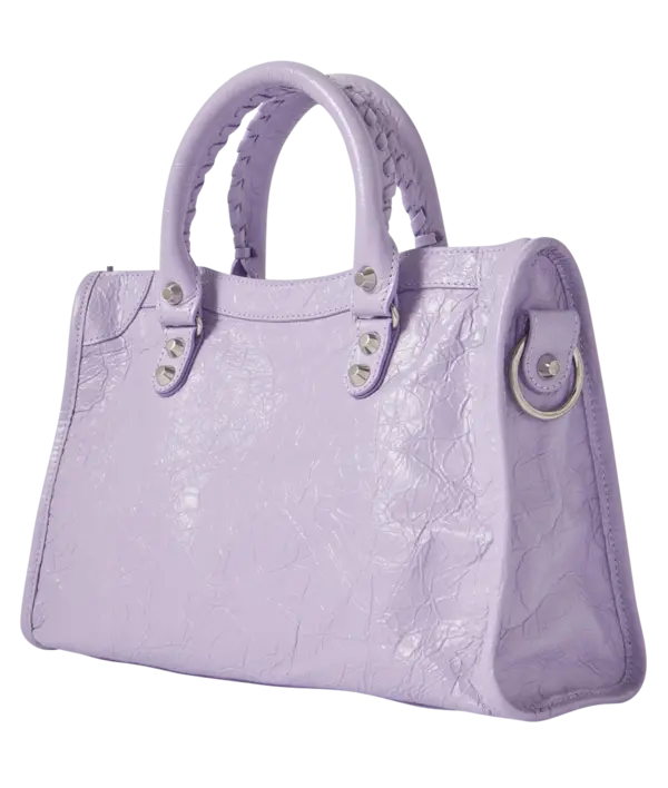 Balenciaga Le City Embellished Textured-leather Tote - Purple