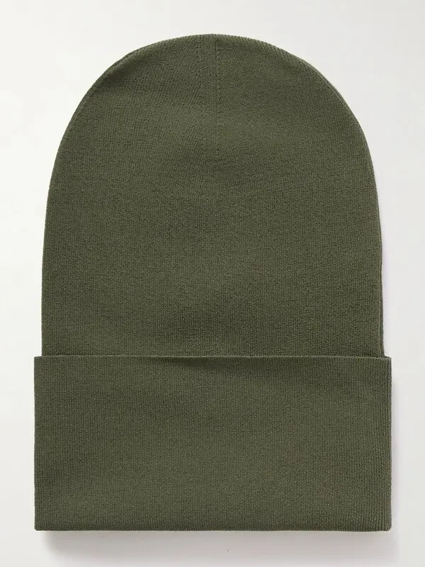 JIL SANDER Ribbed Stretch-knit Beanie - Green