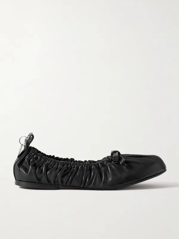 Acne Studios Net Sustain Ruched Leather Ballet Flats