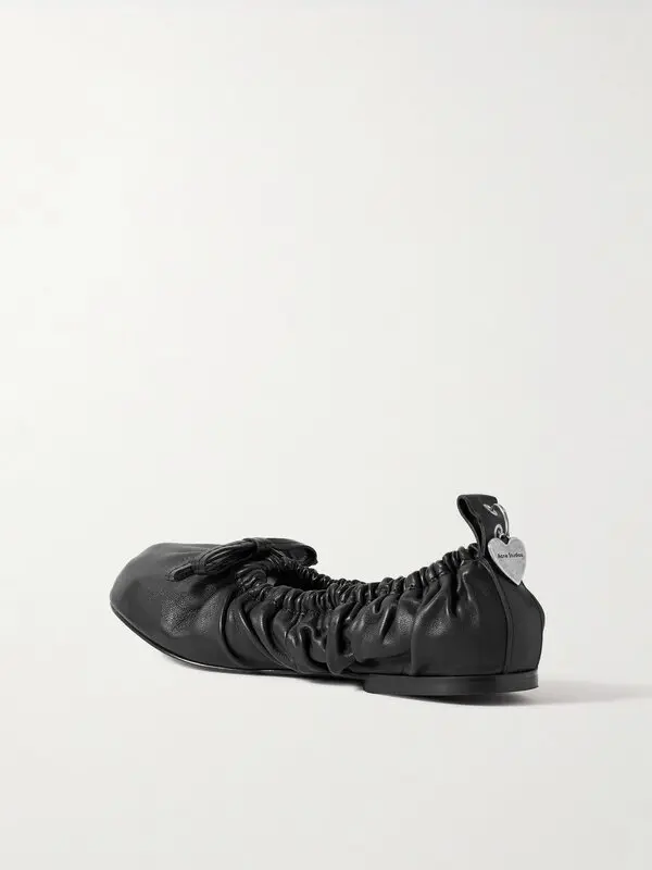 Acne Studios Net Sustain Ruched Leather Ballet Flats